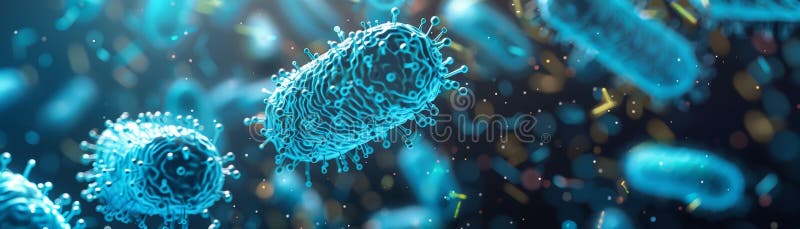 Microscopic View of Blue Bacteria in a Field Stock Illustration ...