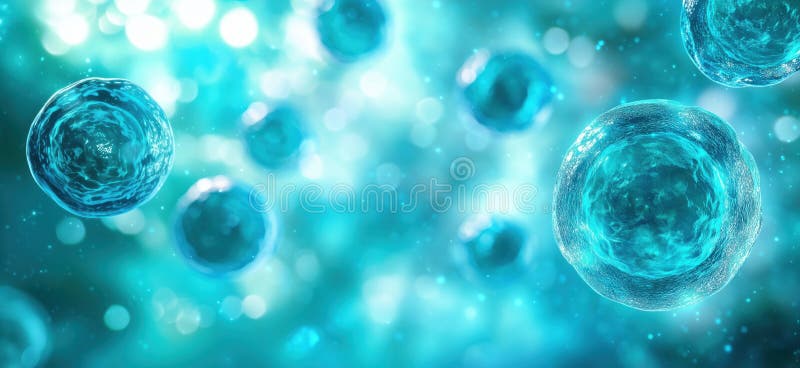 Microscopic View of Blue Cells in Abstract Background with Bokeh Effect ...