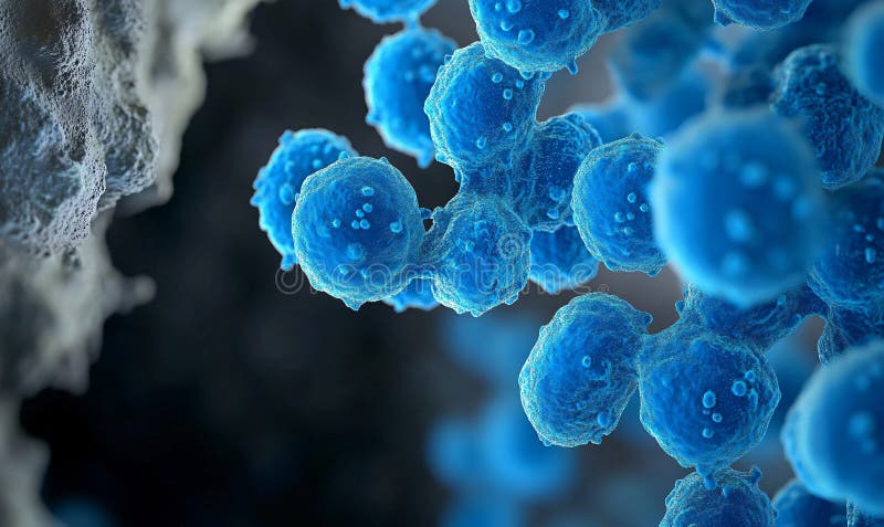 Microscopic View of Blue Cells Dividing and Growing High Quality Image ...