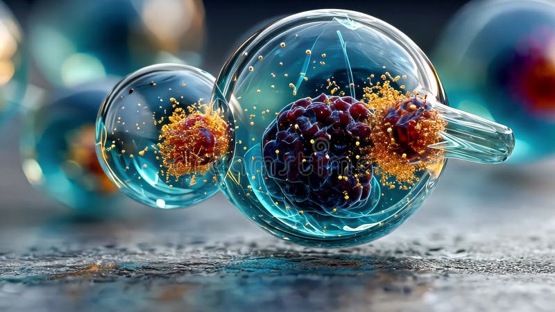 Microscopic View of Blue Molecular Structures with Golden Filaments ...