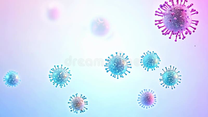 Microscopic View of Blue and Pink Viruses with Soft Gradient Background ...