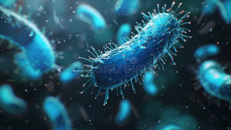 A Microscopic View of Blue Rod-shaped Bacteria, with Spiky Edges ...