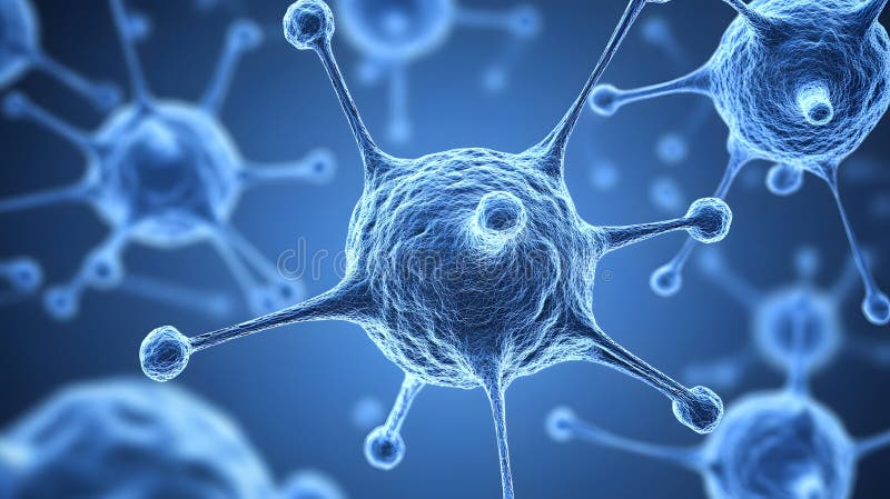 Microscopic View of Blue Virus Cells Abstract Royalty Free Image Stock ...