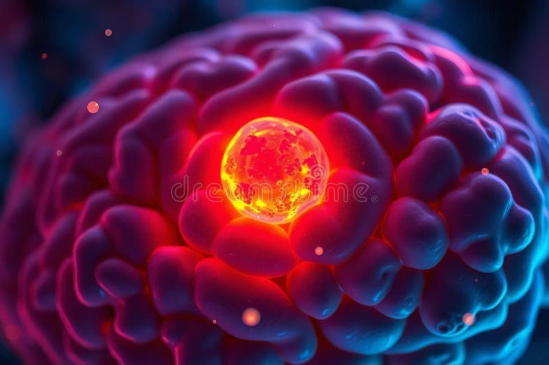 Microscopic View of Brain Cells with Tumor Stock Illustration ...