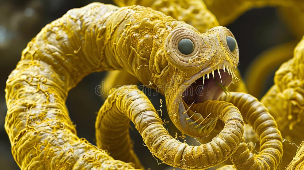 Microscopic View of Bull Tapeworm with a Visible Mouth. Parasitic Worm ...