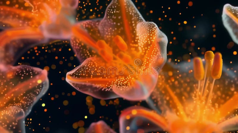 A Microscopic View of a Bunch of Lily Pollen Grains Each One a Spore ...