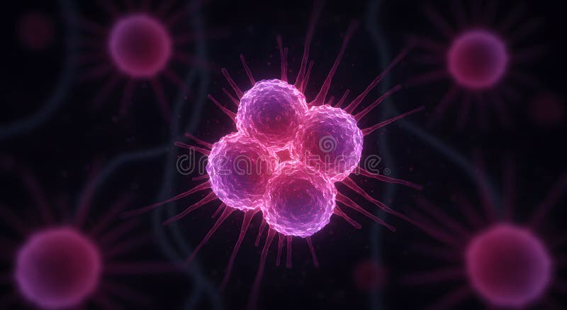 Microscopic View of Cancer Cell Cluster: a Detailed 3D Render of ...