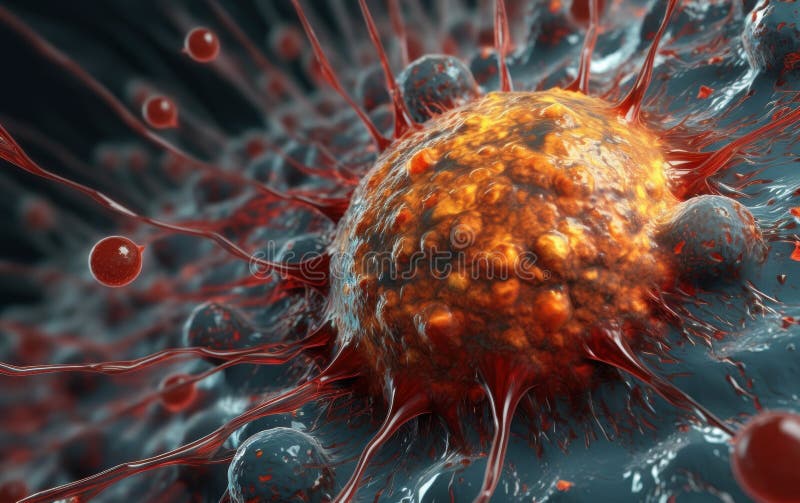Microscopic View of Cancer Cell. Created by Generative Artificial ...
