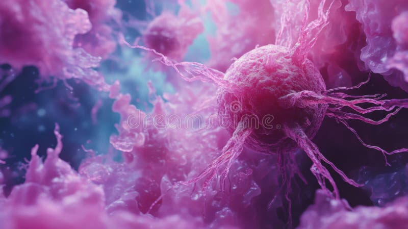 Microscopic View of a Cancer Cell Surrounded by Tissue Stock ...