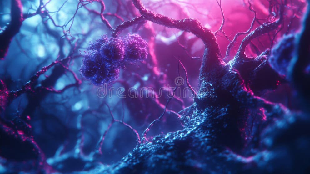 Microscopic View of Cancer Cells in Brain Tissue Stock Illustration ...