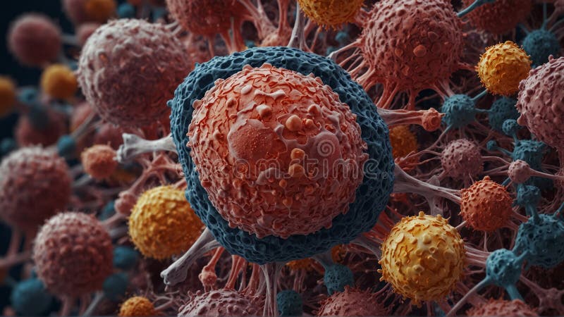 Microscopic View of Cancer Cells Stock Illustration - Illustration of ...
