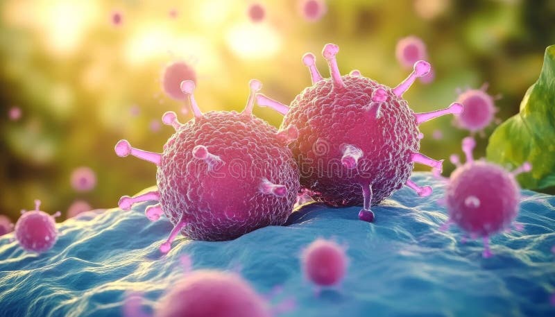 Microscopic View of Cancer Cells in 3D Render, Ideal for Medical or ...