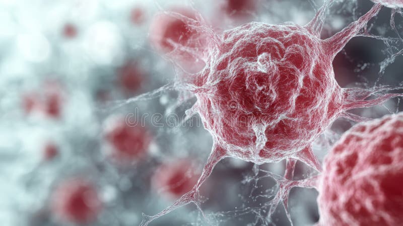 Microscopic View of Cancer Cells Dividing and Multiplying, Highlighting ...