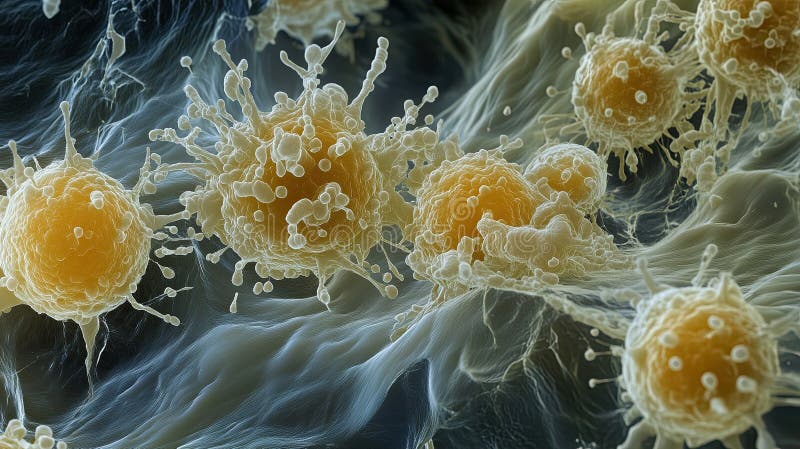 Microscopic View of Cancer Cells Spreading and Invading Healthy Tissue ...