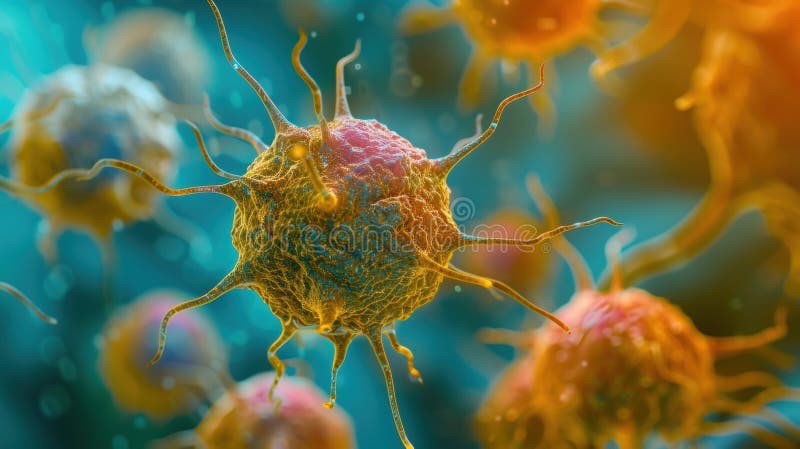 Microscopic View of Cancer Cells Spreading and Multiplying Rapidly ...