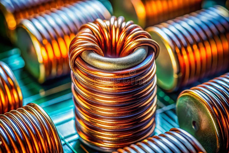 Microscopic View of a Capacitor and Inductor Exploring Electronic Components at the Circuit ...