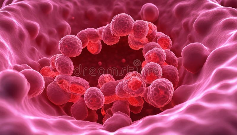 Microscopic View of a Cell Cluster, Possibly a Cluster of Bacteria or a ...