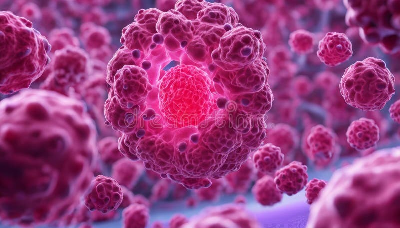 Microscopic View of a Cell Cluster, Possibly a Cancerous Tumor, with a ...