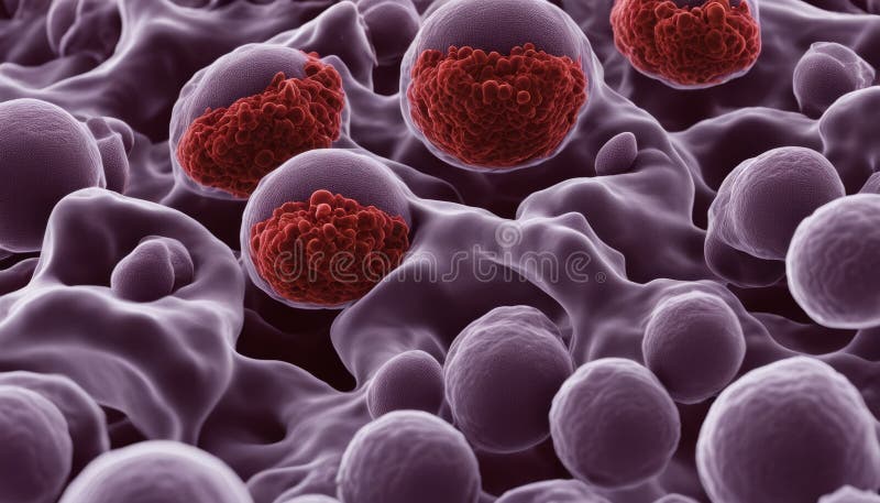 A Microscopic View of a Cell Cluster, Possibly a Tumor, Under a ...