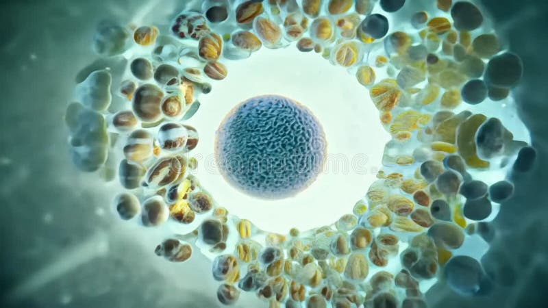 A Microscopic View of a Cell Dividing. the Cell is a Sphere with a ...