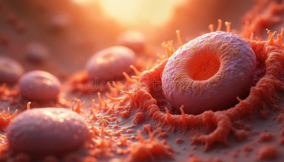 Microscopic View of Cell Environment. Illustration Cell Components ...