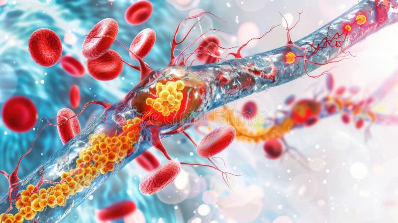 A Microscopic View of a Cell Featuring Red and Yellow Cells, Ideal for ...