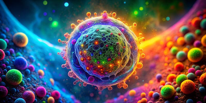 A Microscopic View of a Cell Illuminated by a Vibrant Spectrum of ...