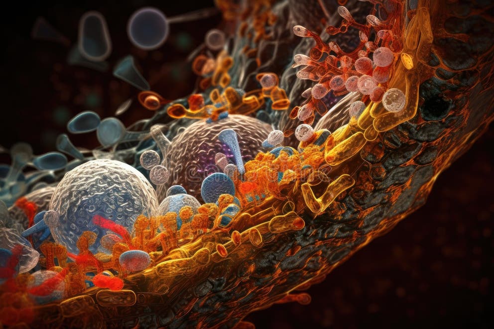 Microscopic View of Cell, with Its Dna and Proteins Identified Stock ...