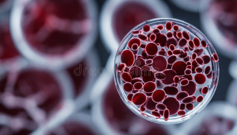 Microscopic View of a Cell with Red Blood Cells Stock Illustration ...