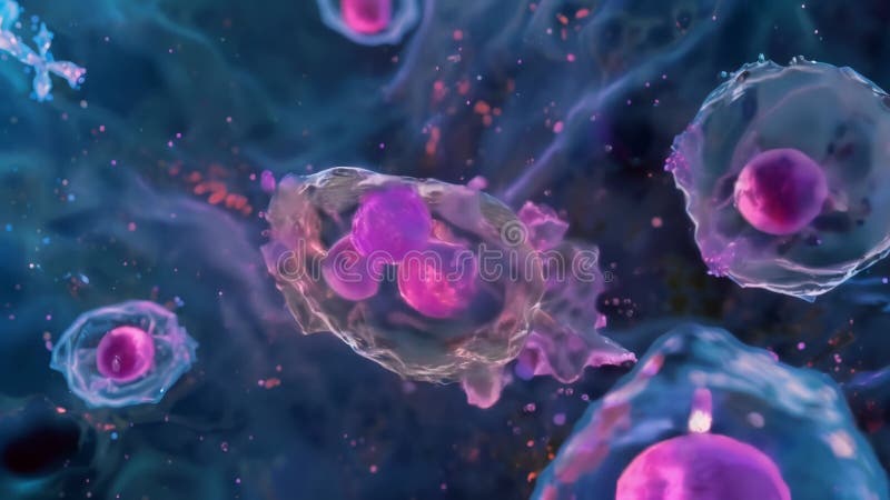 Microscopic View of a Cell Undergoing Mitosis with Distinct Chromatin ...