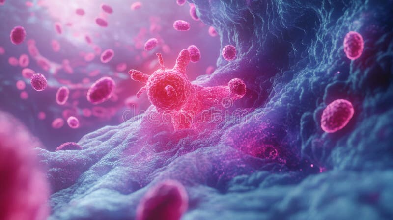 Microscopic View of Cells in a Biological Process Stock Illustration ...