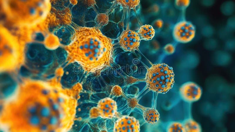 Microscopic View of Cells Communicating and Interacting in Biological ...