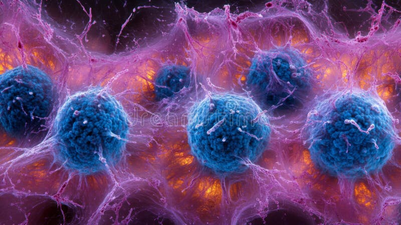 Microscopic View of Cells in a Complex Network Stock Illustration ...