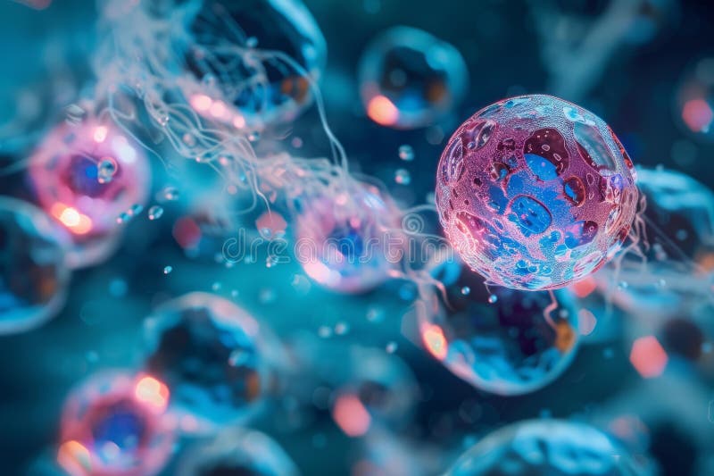 Microscopic View of Cells Dividing and Multiplying Showing Concept of ... Microscopic View of Cells Dividing and Multiplying Showing Concept of ...