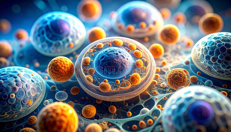 Microscopic View of Cells and Molecules in a Biological Environment ...