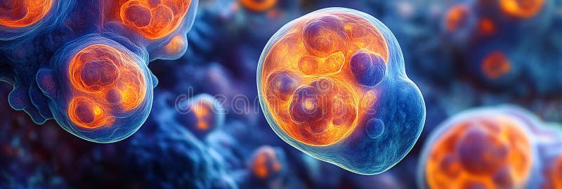 Microscopic View of Cells, Molecules, and Organisms a 3D Illustration ...
