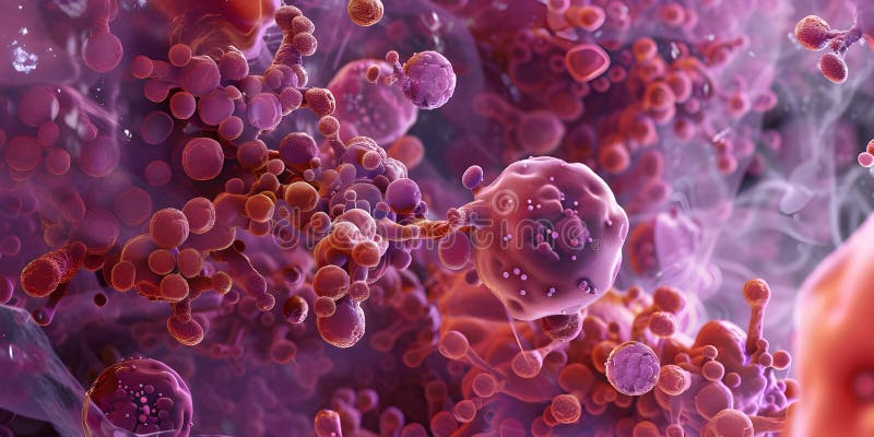 Microscopic View of Cells and Structures in Medical Background Stock ...