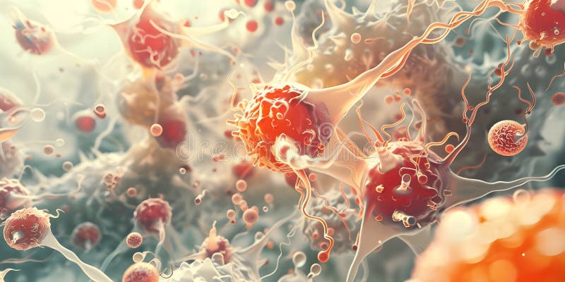 Microscopic View of Cells and Structures in Medical Background Stock ...