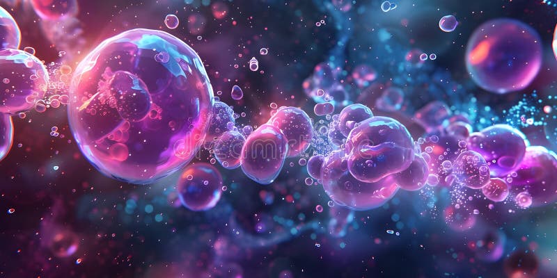 Microscopic View of Cells and Structures in Medical Background Stock ...