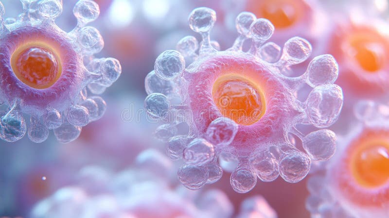 Microscopic View of Cells with Visible Nuclei and Surrounding ...