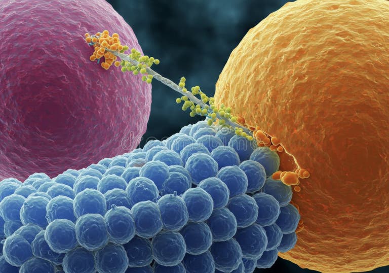 Microscopic View of Cellular Interaction and Connection Stock ...