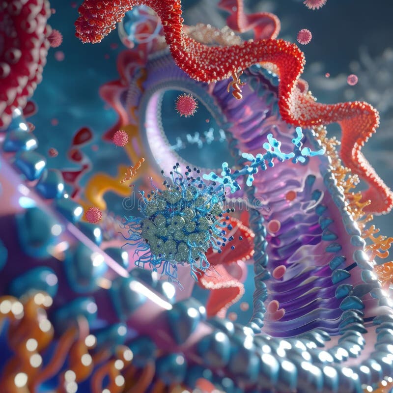 63 Microscopic View of Cellular Nanomachine Engineering 3D Illustration ...