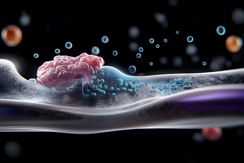 Microscopic View of Cellular Process with Molecular Particles and ...