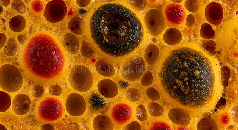 Microscopic View of Cellular Structure Abstract Orange and Black ...