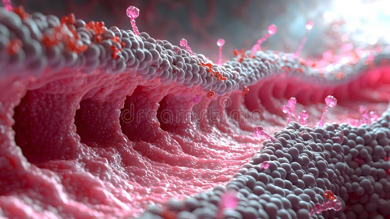 Microscopic View of Cellular Structure with Pink and Gray Components AI ...
