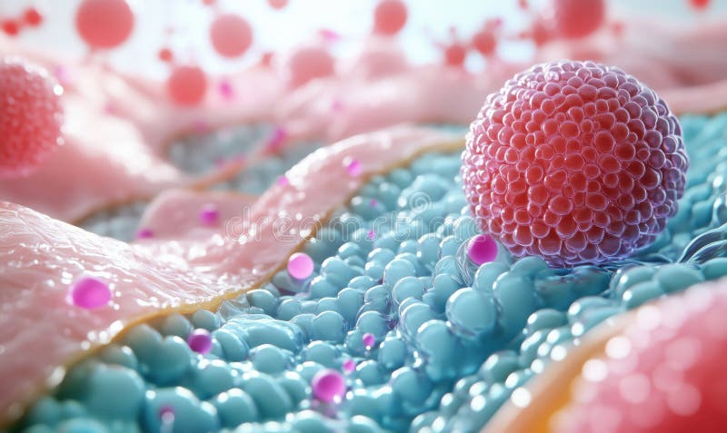 Microscopic View of Cellular Structures with Colorful Membranes and ...