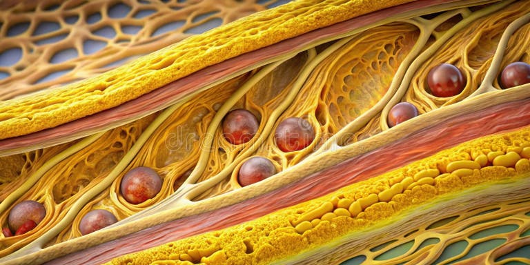 Microscopic View of Cellular Structures with Reddish Spherical ...