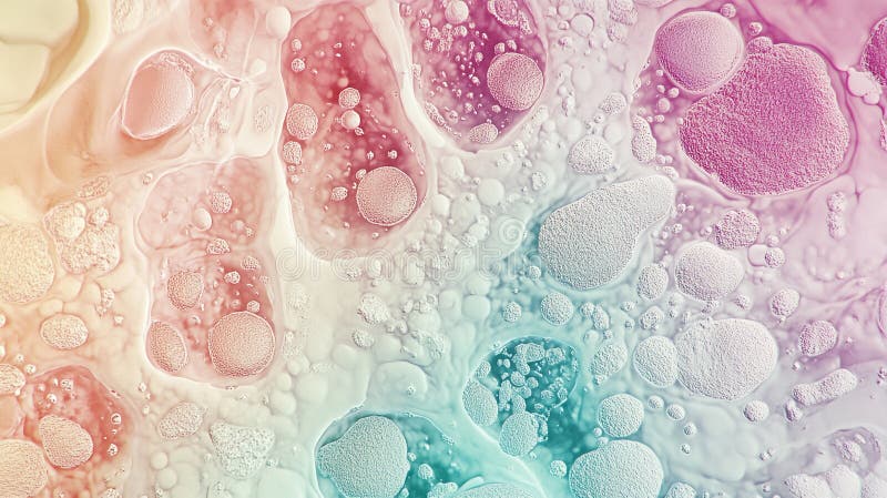 Microscopic View of Cellular Structures Rendered in Pastel Colors ...