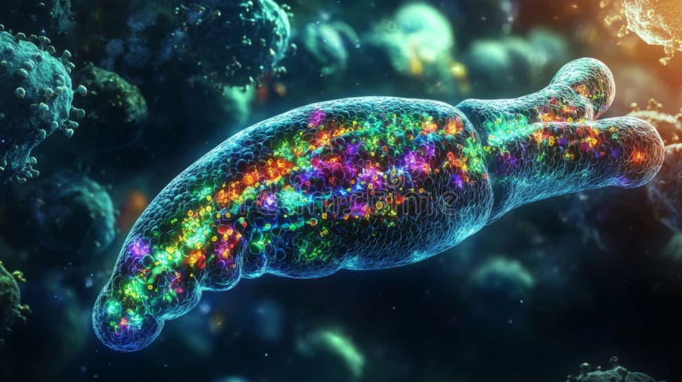 Microscopic View of Chromosome with Colorful Genes Stock Illustration ...