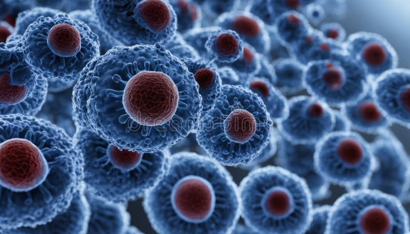 Microscopic View of a Cluster of Cells, Possibly Bacteria or Viruses ...